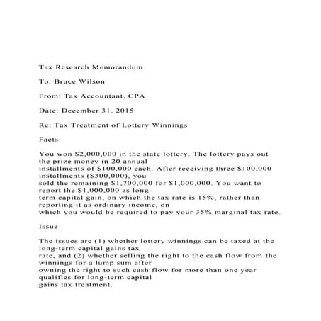 Tax Research Memorandum To Bruce Wilson From .docx | Business ...