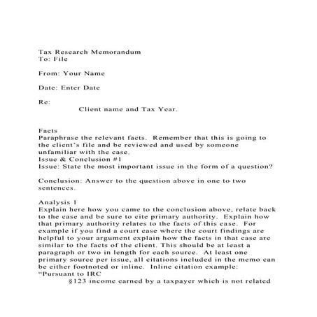 Tax Research MemorandumTo File From Your Name .docx
