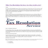 Tax resolution services