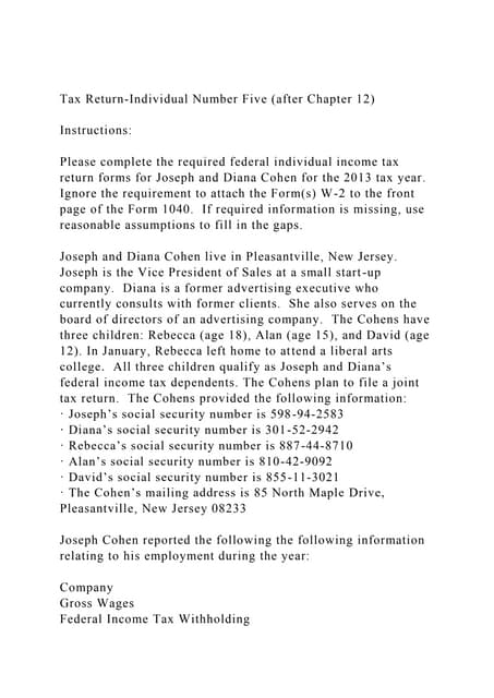 Please complete the required federal individual income tax return fo.docx