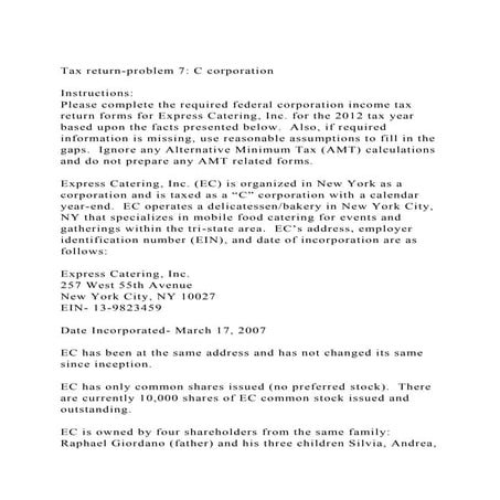 Tax return-problem 7 C corporationInstructionsPlease compl.docx