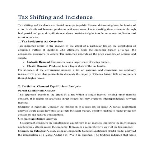 Tax shift and incidence,represents the taxation | PDF