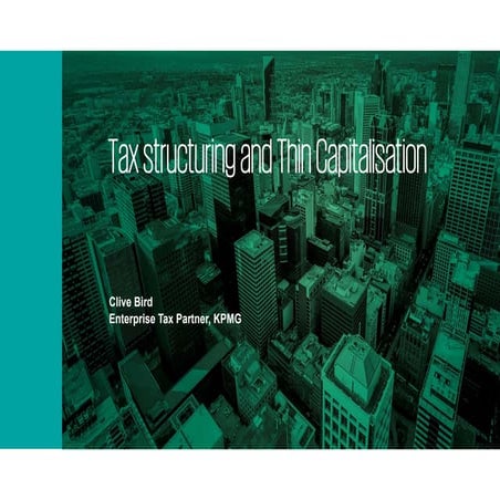 Tax structuring and thin capitalisation | PDF
