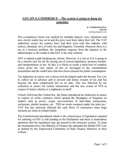 GST - E-Commerce | PDF | Business Accounting & Finance | Business