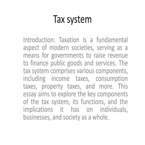 Lucture notes for students who studying tax system | PPTX | Personal ...