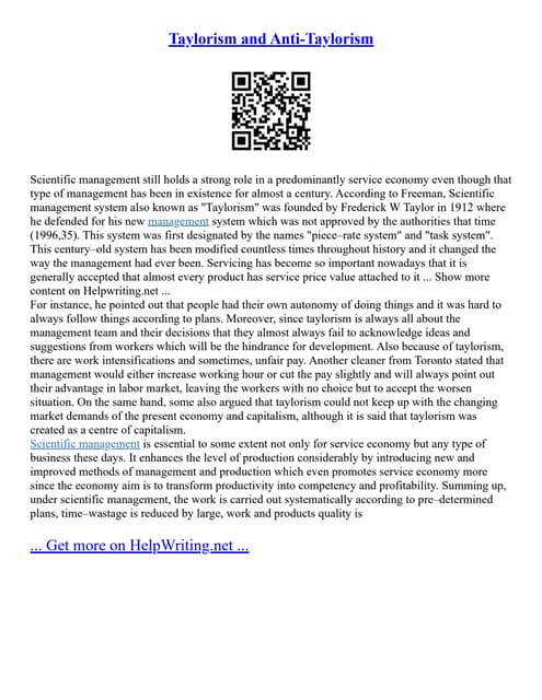 Taylor’s scientific management | PPTX