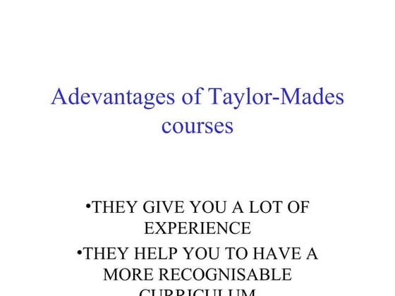 Tailor Made Course | PPT