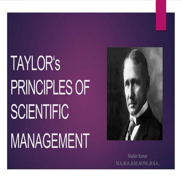 Taylor 's principles of scientificmanagement | PPTX