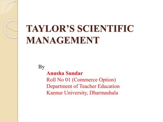 Scientific management Theory By FW Taylor | PPTX | Business | Business ...