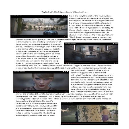 Taylor Swift Blank Space Music Video Analysis | DOCX