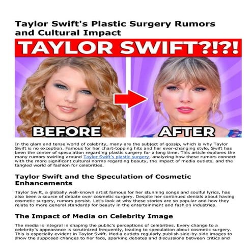 Taylor Swift's Plastic Surgery Rumors and Cultural Impact | DOCX
