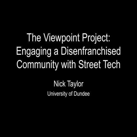The Viewpoint Project: Engaging a Disenfranchised Community with Street ...