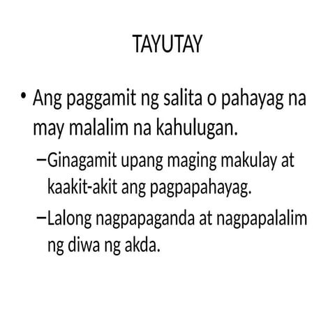 ano ang tayutay, Filipino 8 tayutay.ppt