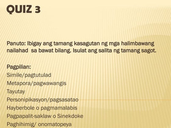 Pagtutulad, Pagwawangis, Pagsasatao | PPTX
