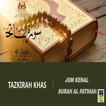 CONTOH TAZKIRAH RINGKAS BERKENAAN SURAH AL FATIHAH | PPTX