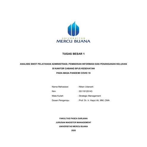 Tb 1 analisis swot niken udanarti | PDF