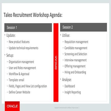 Oracle Taleo Business Edition Workshop Agenda | PPT