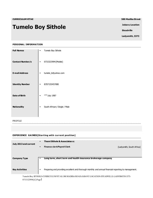 Masego Lekoko Resume | PDF