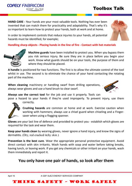TOOLBOX TALK | Hand Injuries | PDF | First Aid | Injuries