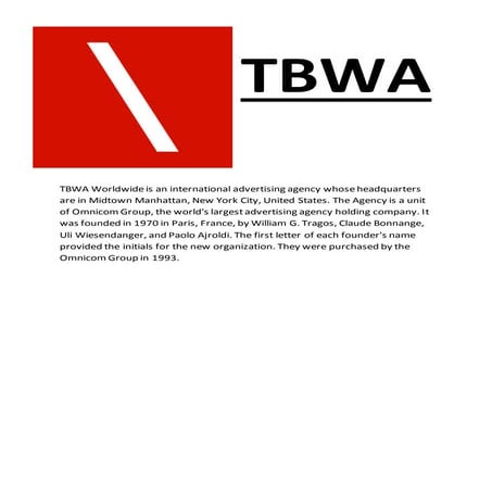 Tbwa | DOCX | Business | Business and Finance