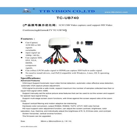 Tc ub740-specification- www.ttbvs.com