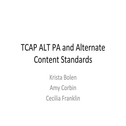 Tcap alt portfolio and standards training | PDF