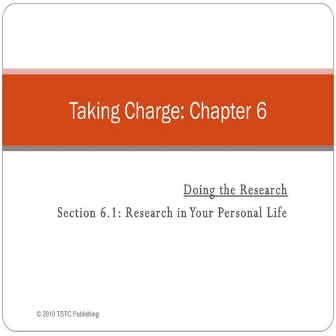 Taking Charge (2nd ed.), Chapter 6.1 | PPT