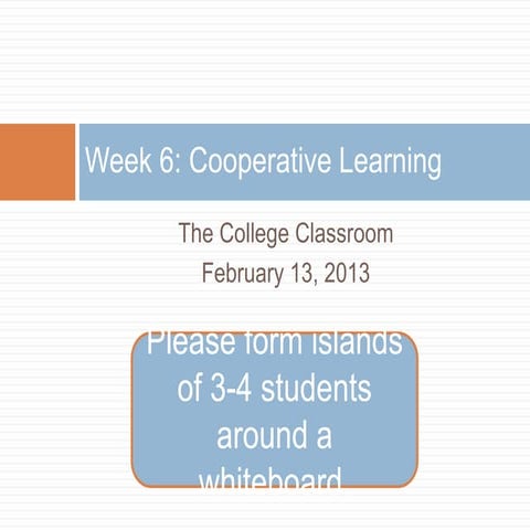 The College Classroom Week 6 - Cooperative Learning | PPT