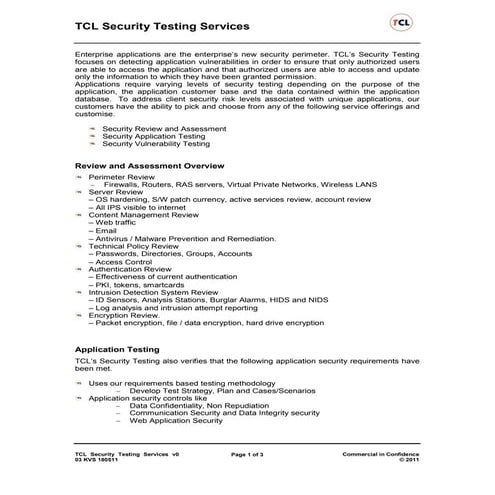 Tcl security testing services v0 03 kvs 180511 | PDF