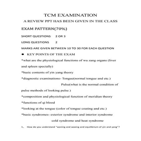Tcm Examination | DOCX