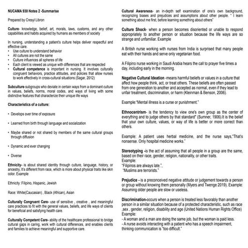 Transcultural Nursing lesson 2, Enculturation | PDF