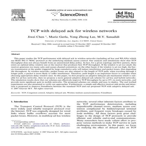 Tcp With Delayed Ack For Wireless Networks Pdf 