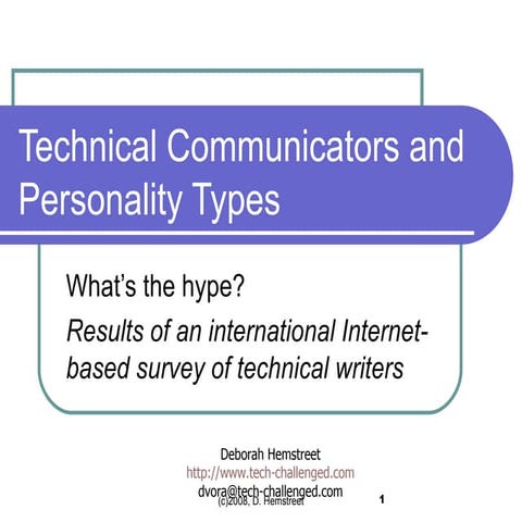 Personality of Technical Communicators | PPT