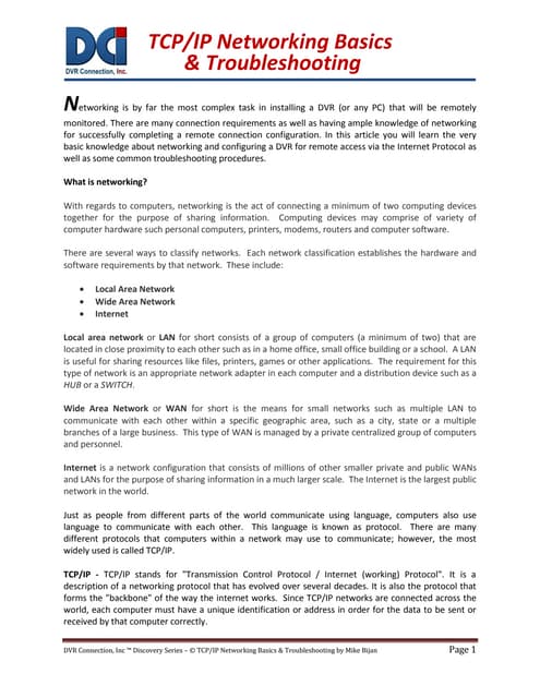 Tcpip Networking Basicsandtroubleshooting Pdf