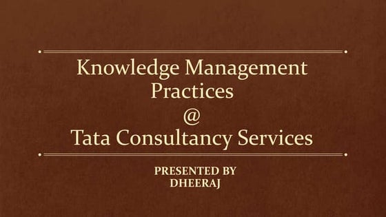 Knowledge Management Process in TCS | PPTX
