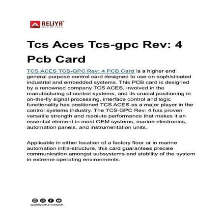 TCS ACES TCS-GPC Rev: 4 PCB Card – Advanced Industrial Control Board Overview | PDF
