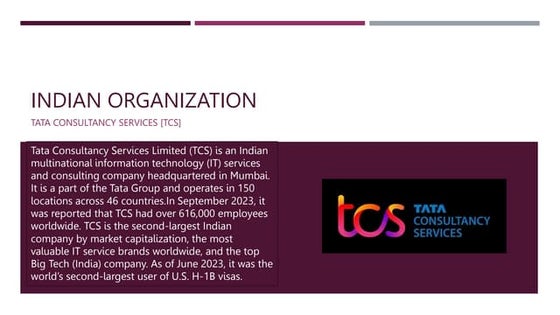 Tcs ppt | PPTX | Information Services Industry | Industries