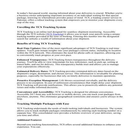 TCS Tracking | Learn how TCS Tracking system works | PDF