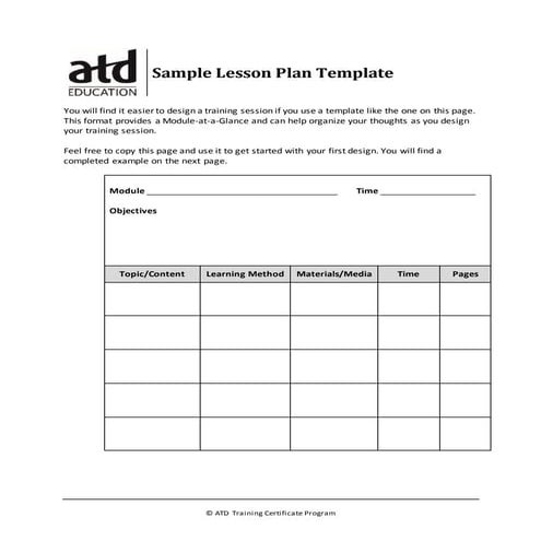Sample Lesson Plan Template | DOCX