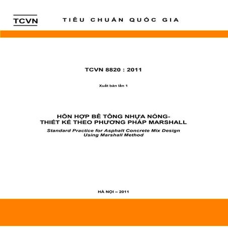 TCVN 8820 2011 hỗn hợp BTNT thiết kế theo marshall | PDF