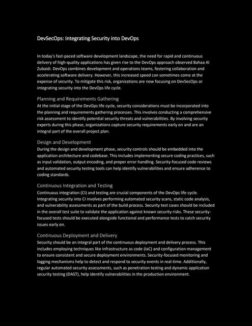 Devsecops Integrating Security Into Devops Pdf
