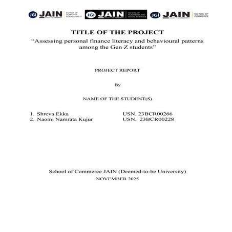 Assessing Personal Finance Literacy and Behavioral Patterns Among Gen Z ...