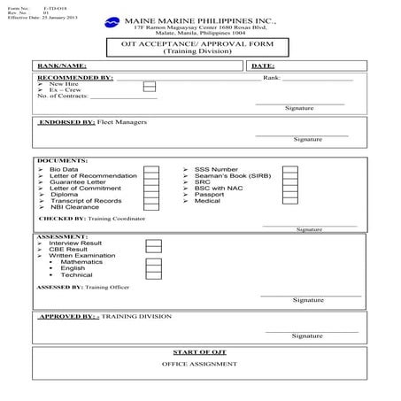 Td18 ojt approval form | PDF