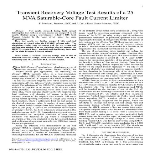 Transient Recovery Voltage Test Results of a 25 MVA Saturable-Core ...