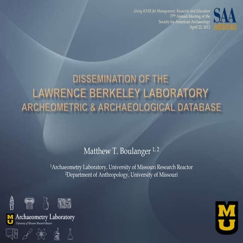 Dissemination of the Lawrence Berkeley Laboratory Archaeometric ...