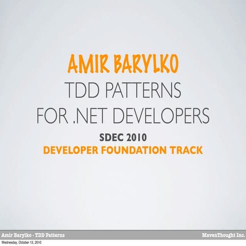 Tdd patterns1 | PPT