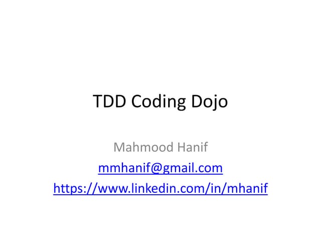 Tdd Coding Dojo Ppt 7126