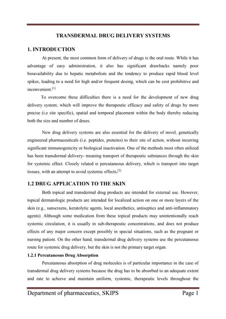 Transdermal Drug Delivery Systems A Comprehensive Overview on Slide Share by Raj Kumar Mandal | PPT