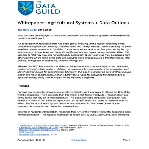 Whitepaper: Agricultural Systems + Data Outlook 2Q14 | PDF