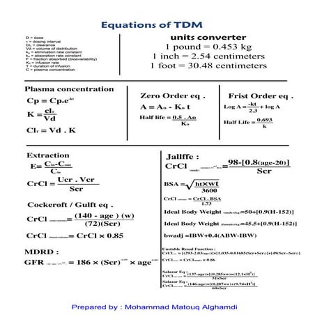 The Most Equations use for TDM | PDF | Chemistry | Science